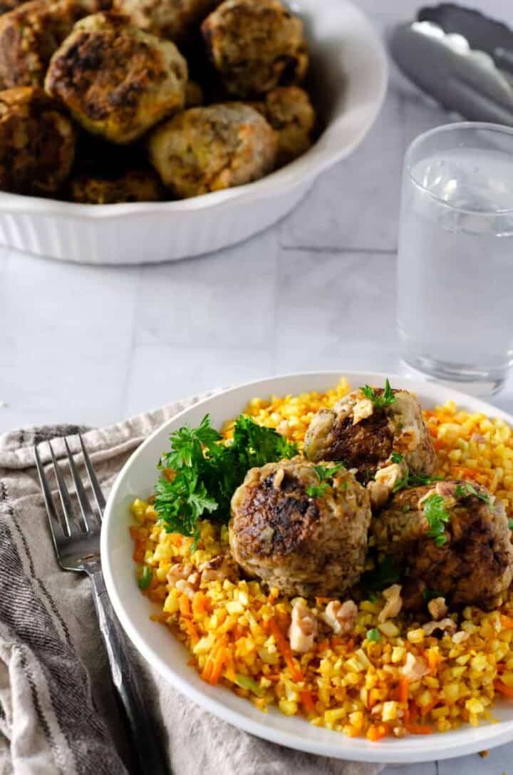 Spicy Indian Hot Balls with Turmeric Rice | Rooted in Nature